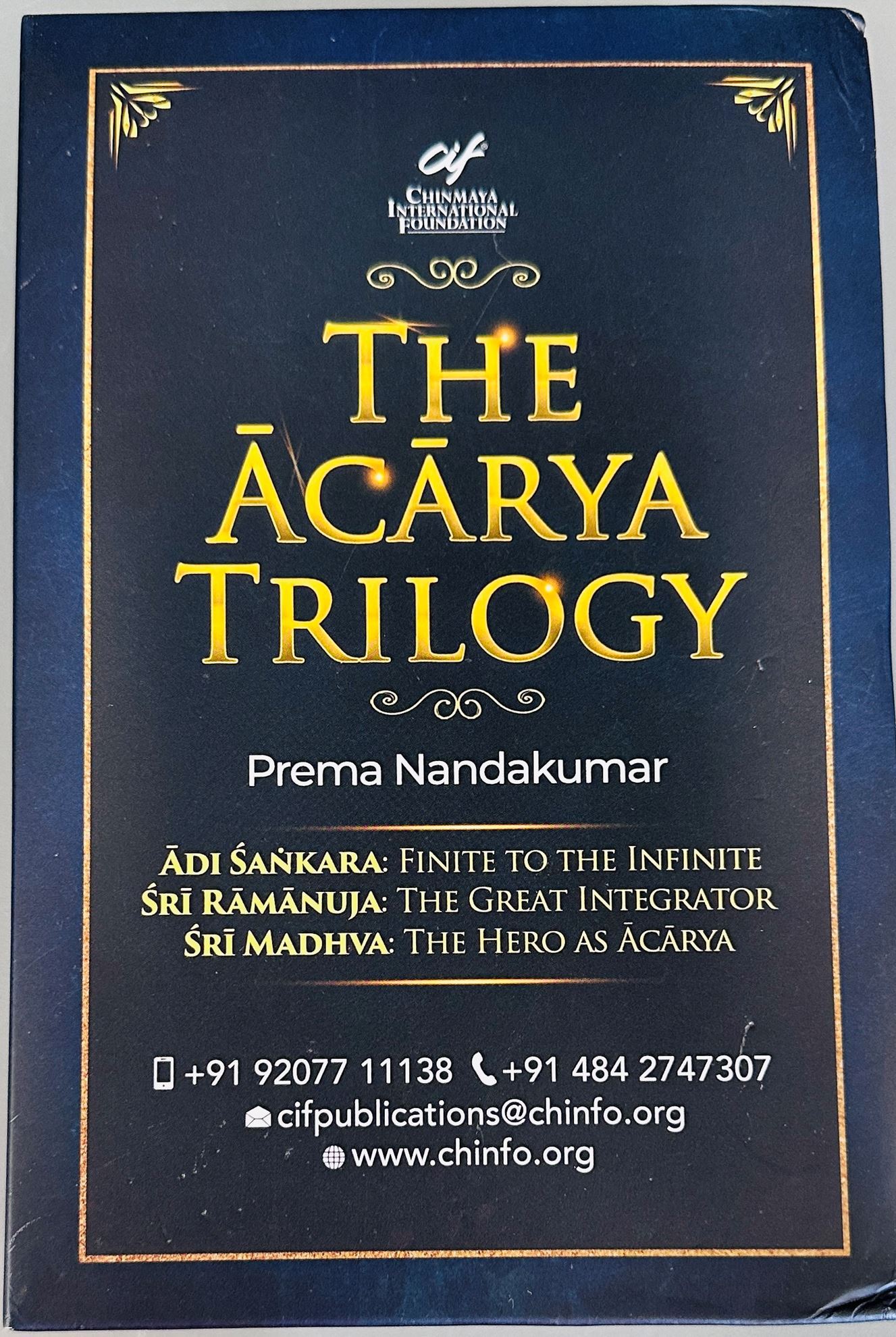 Chinmaya Publications. The Acharya Trilogy - Adi Sankara, Sri Ramanuja ...